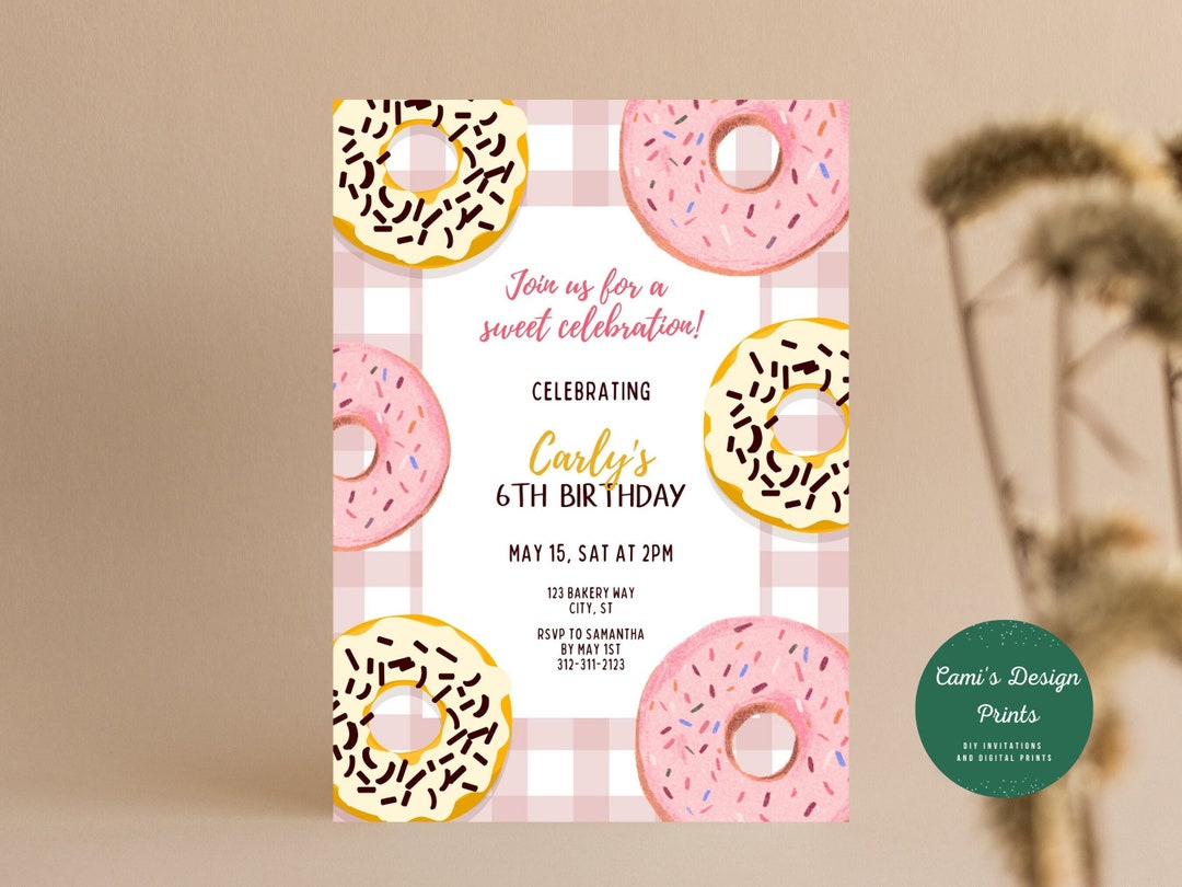 Donuts Birthday Invitation: Editable Doughnut Party Invite (printable ...