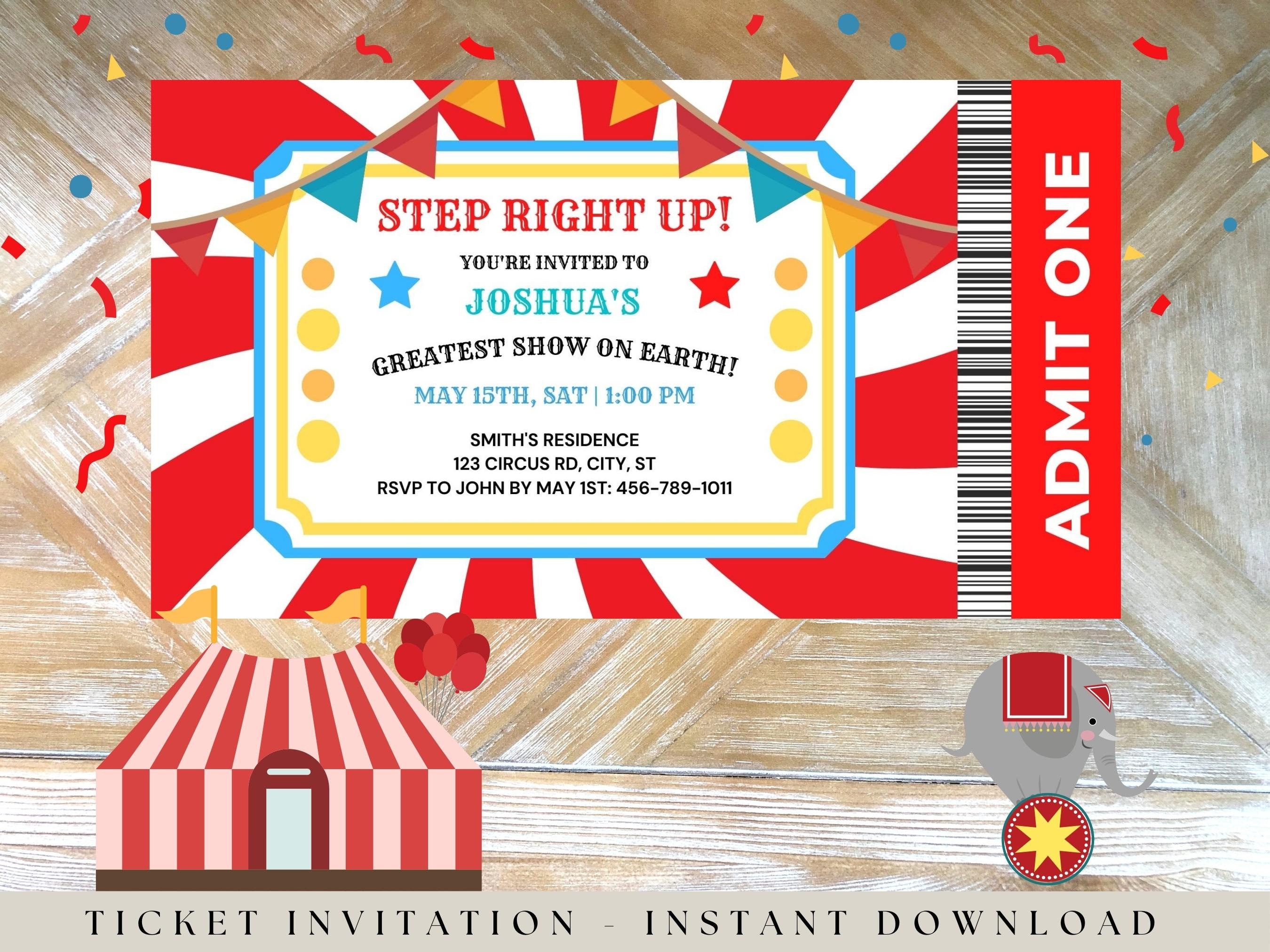 Circus Ticket Invitations