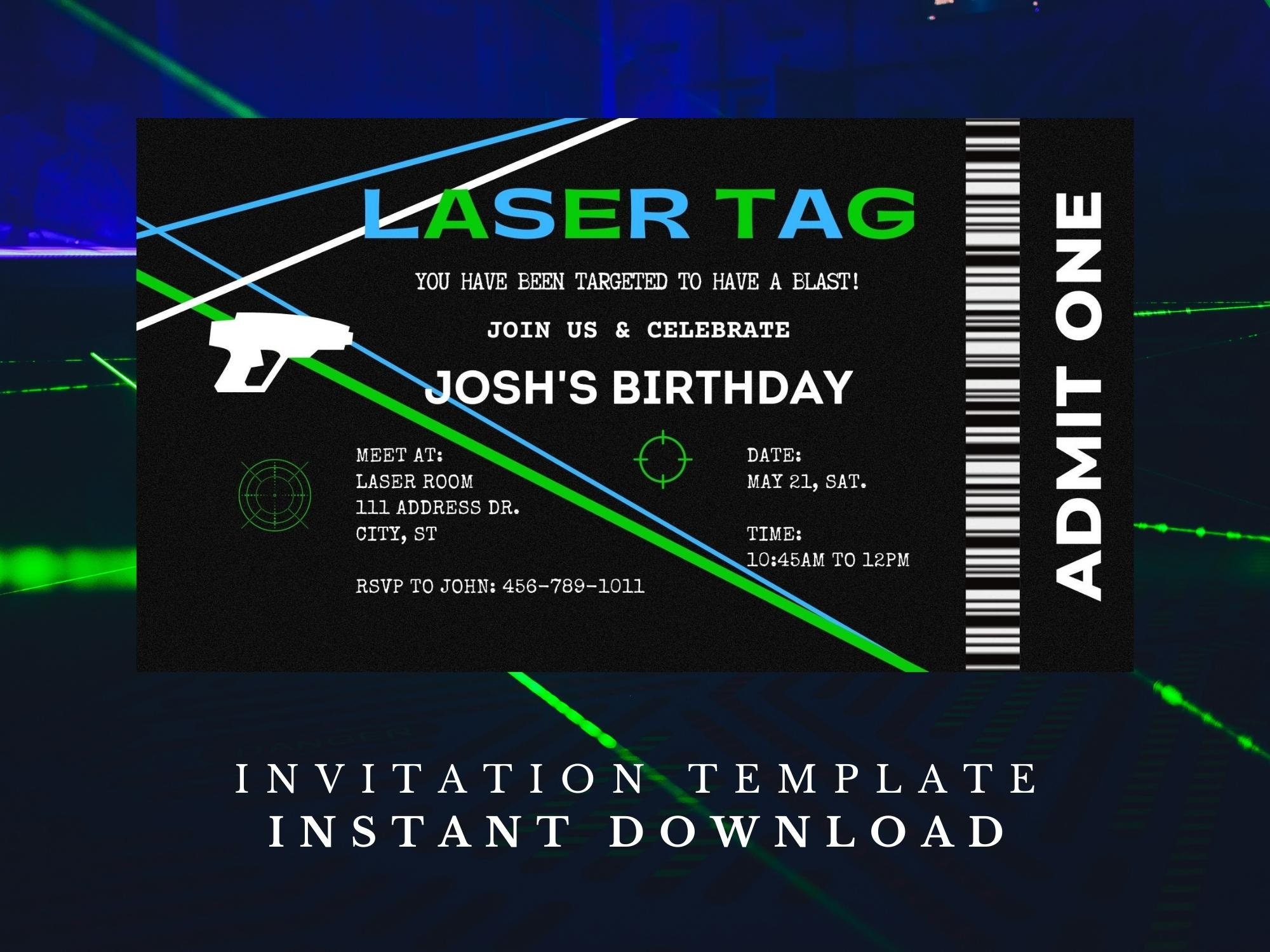 Laser Tag Invite, Laser Tag Party Invite, Laser Tag Birthday Instant ...