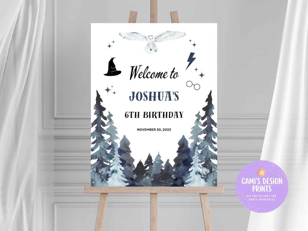 Editable Wizard Birthday Welcome Sign: Magic School Party (digital ...