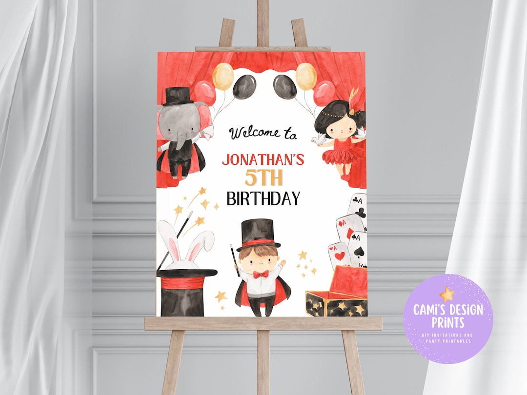 Magic Party Sign, Magic Birthday Welcome Sign, Kids Magician Birthday ...