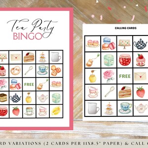 Tea Party Bingo Game, Tea Party Bingo Cards, Birthday Party Games, Tea ...