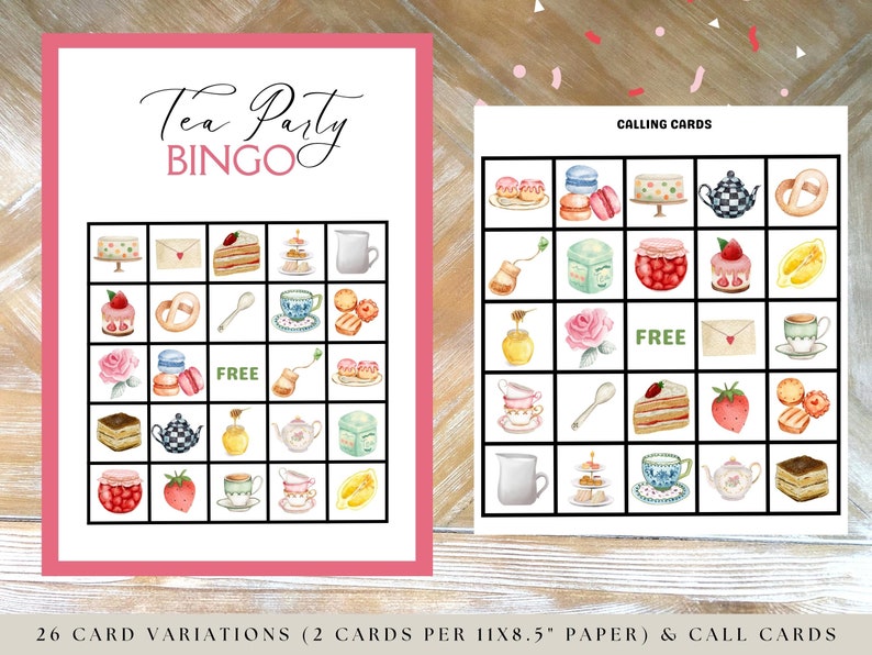 Tea Party Bingo Game, Tea Party Bingo Cards, Birthday Party Games, Tea ...