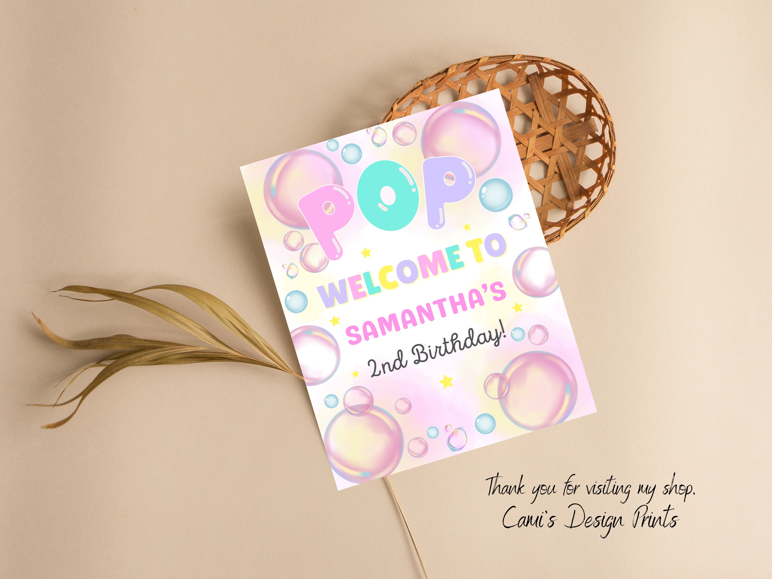 Bubbles Welcome Sign, Bubbles Party Sign, Instant Download, Editable ...