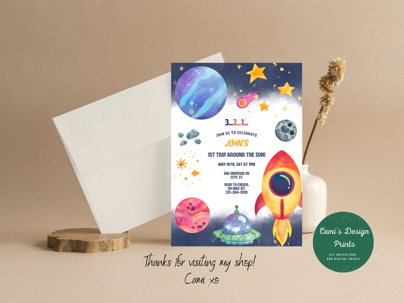 Plantilla de invitación de cumpleaños del espacio exterior, invitación ...