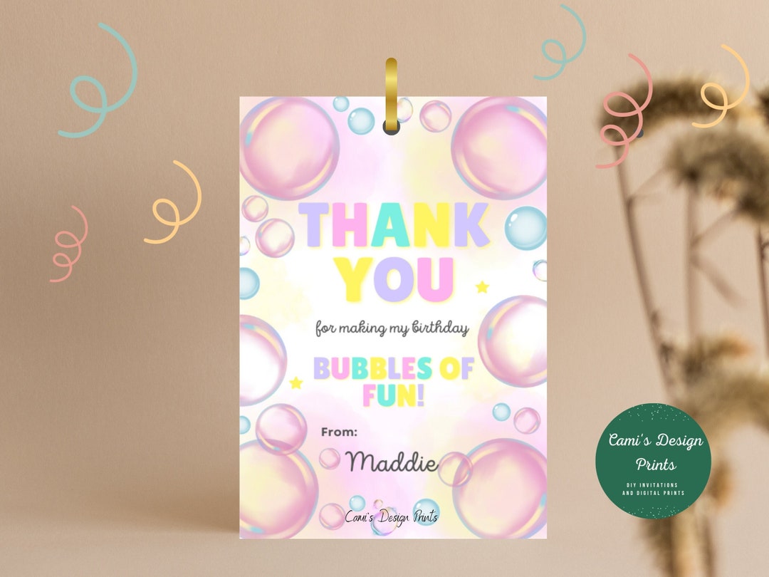 Bubble Birthday Party Favor Tag for Kids, Bubble Tags, Printable Bubble ...
