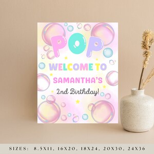 Bubbles Welcome Sign, Bubbles Party Sign, Instant Download, Editable ...