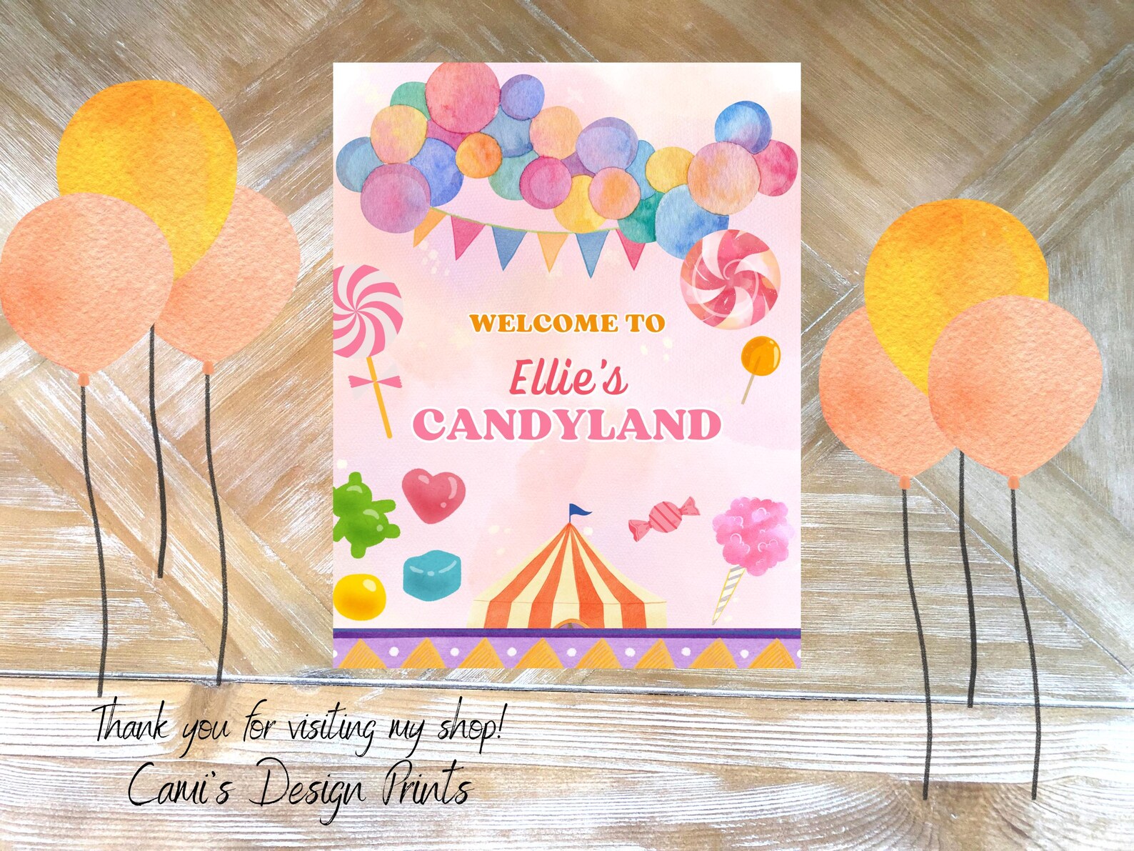 Editable Candyland Welcome Sign Template: Sweets Birthday Party ...