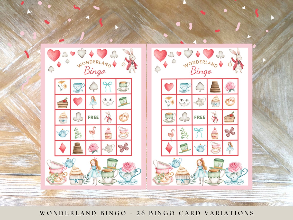 Alice in Wonderland Bingo Game: Tea Party Birthday (PDF Download) - Etsy