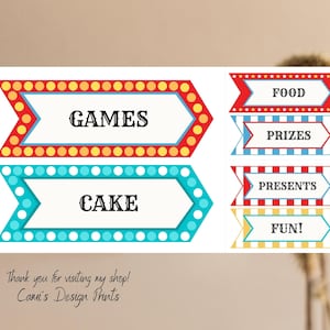 Carnival Direction Sign, Carnival Direction Arrows, Printable Circus ...