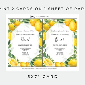 Editable Lemon Birthday Invitation, Sunshine Lemonade and Fun, Citrus ...