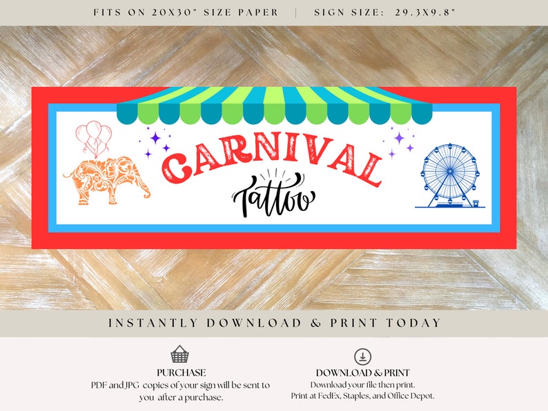 Carnival Signs, Carnival Tattoo Booth Sign, Carnival Tattoo Stall Sign ...