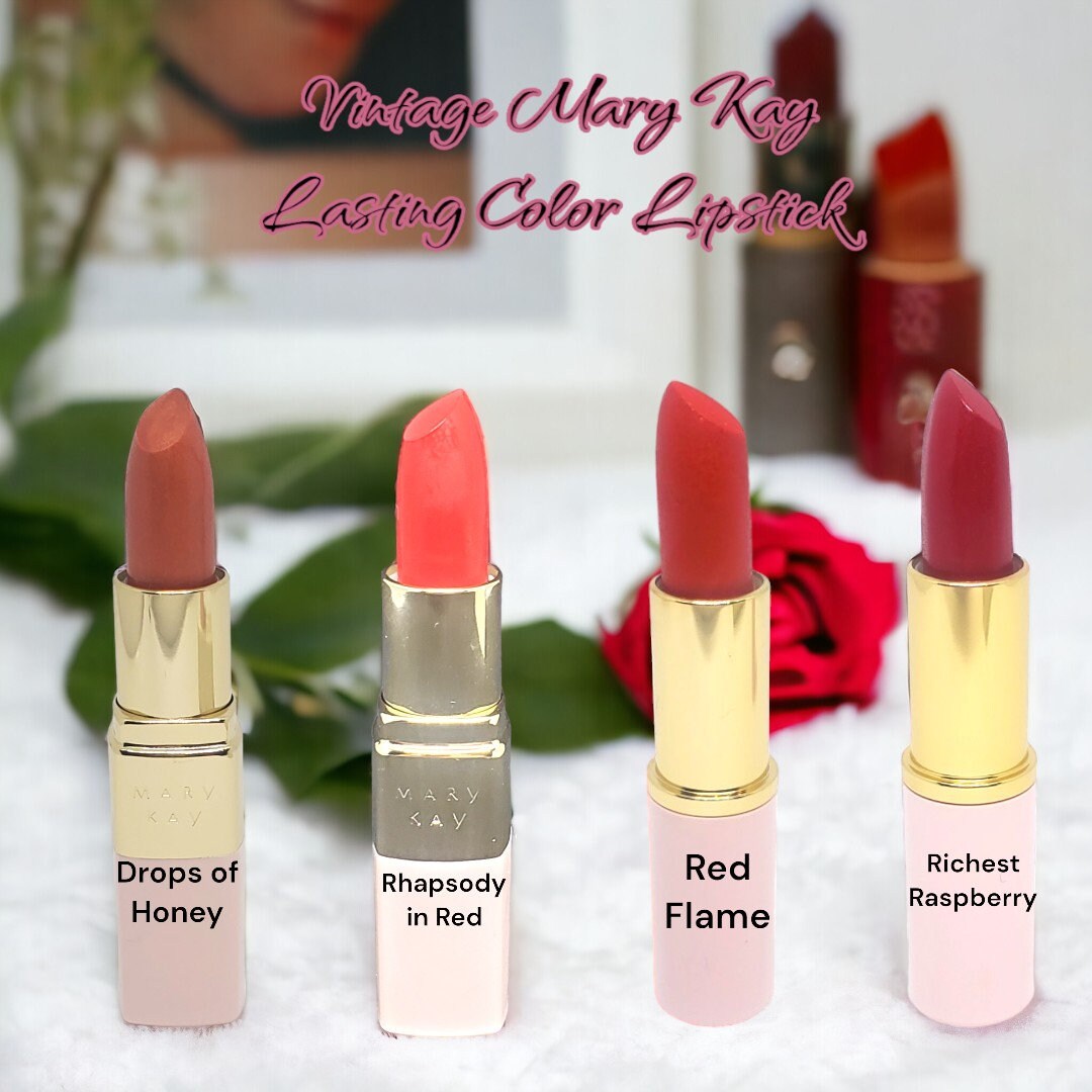 Vintage Mary Kay Long Lasting Lipstick New in Box 1980's Pink Round ...