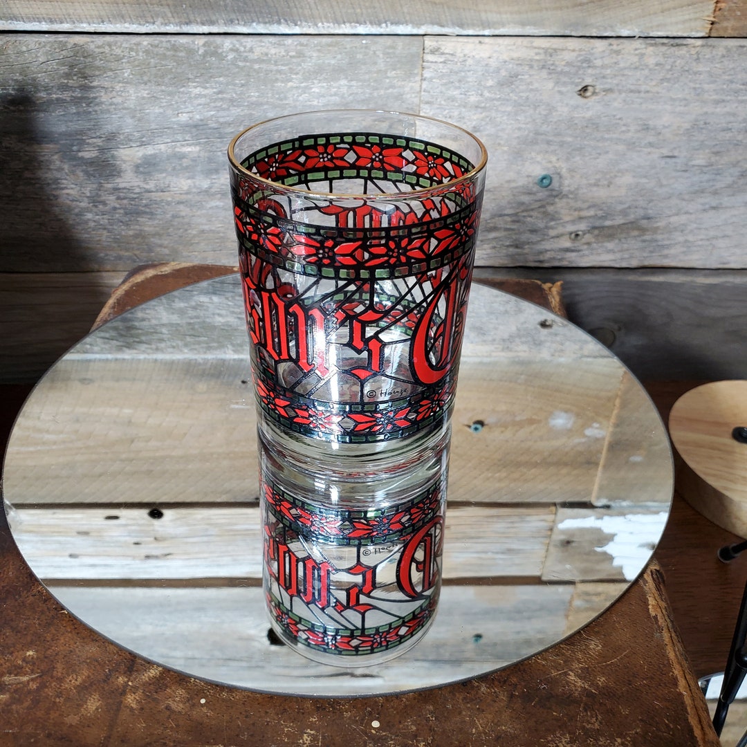 HOUZE GLASS COMPANY Stained Glass Seasons Greetings Old Fashioned Glass ...