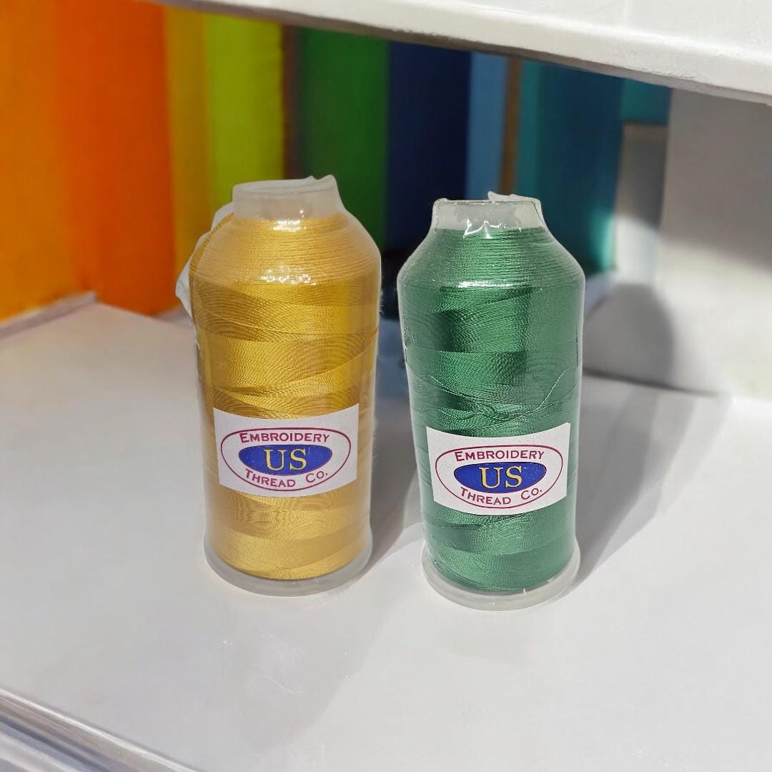 Metalic Embroidery Machine Thread - Bundle of 2 - Green & Gold - 100% ...