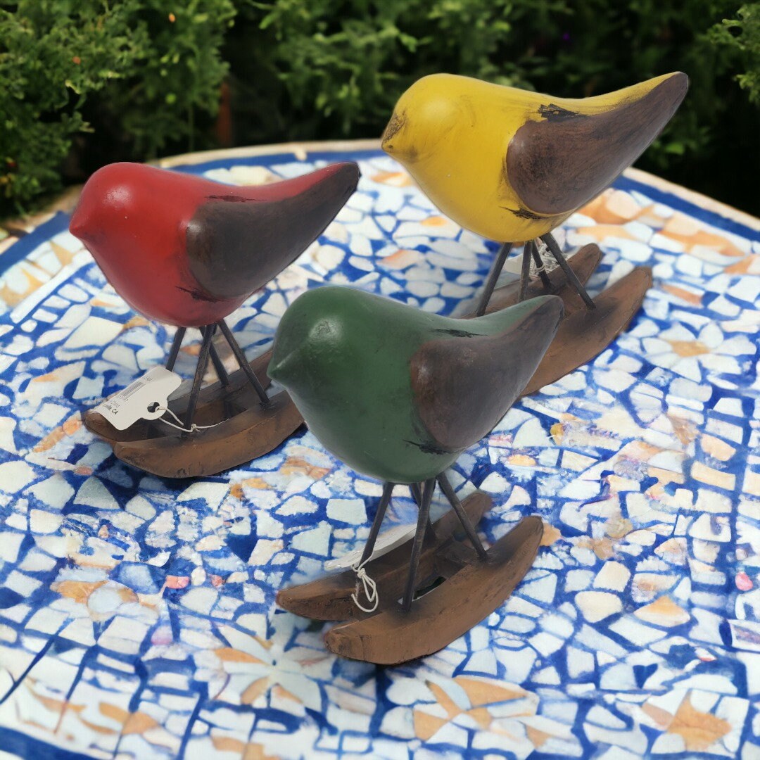 Resin Rocking Bird by Transpac - Greenfinch, Yellowfinch, Scarlet ...