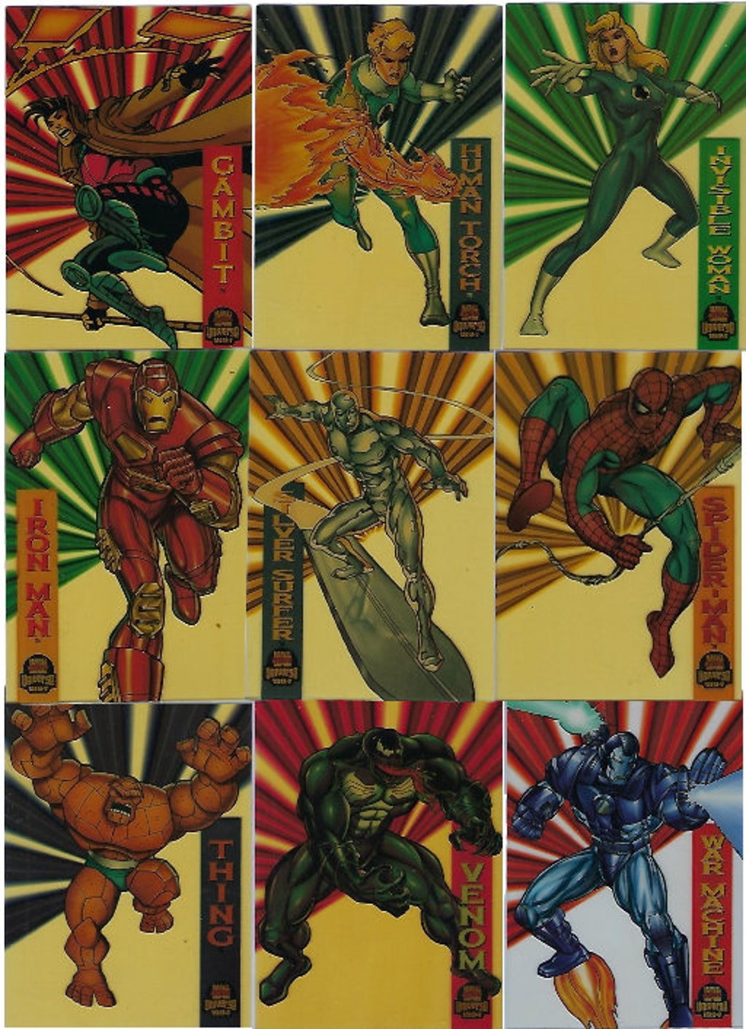 1994 Marvel Cards Suspended Animation Gambit, Human Torch, Invisible ...