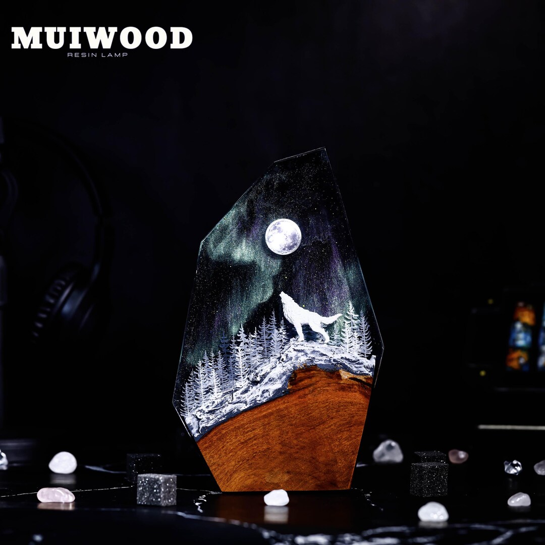 Aurora Borealis Lamp Howling Wolf Northern Lights Lamp Alaska Decor ...