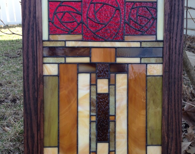 Craftsman Rose Stained Glass Window Panel - Etsy
