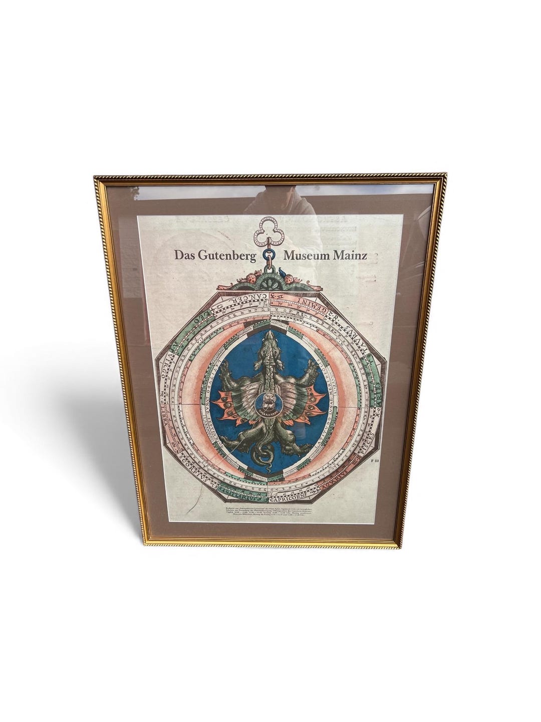 Large Vintage Framed Gutenberg Museum Mainz Poster Print, Peter Apian ...