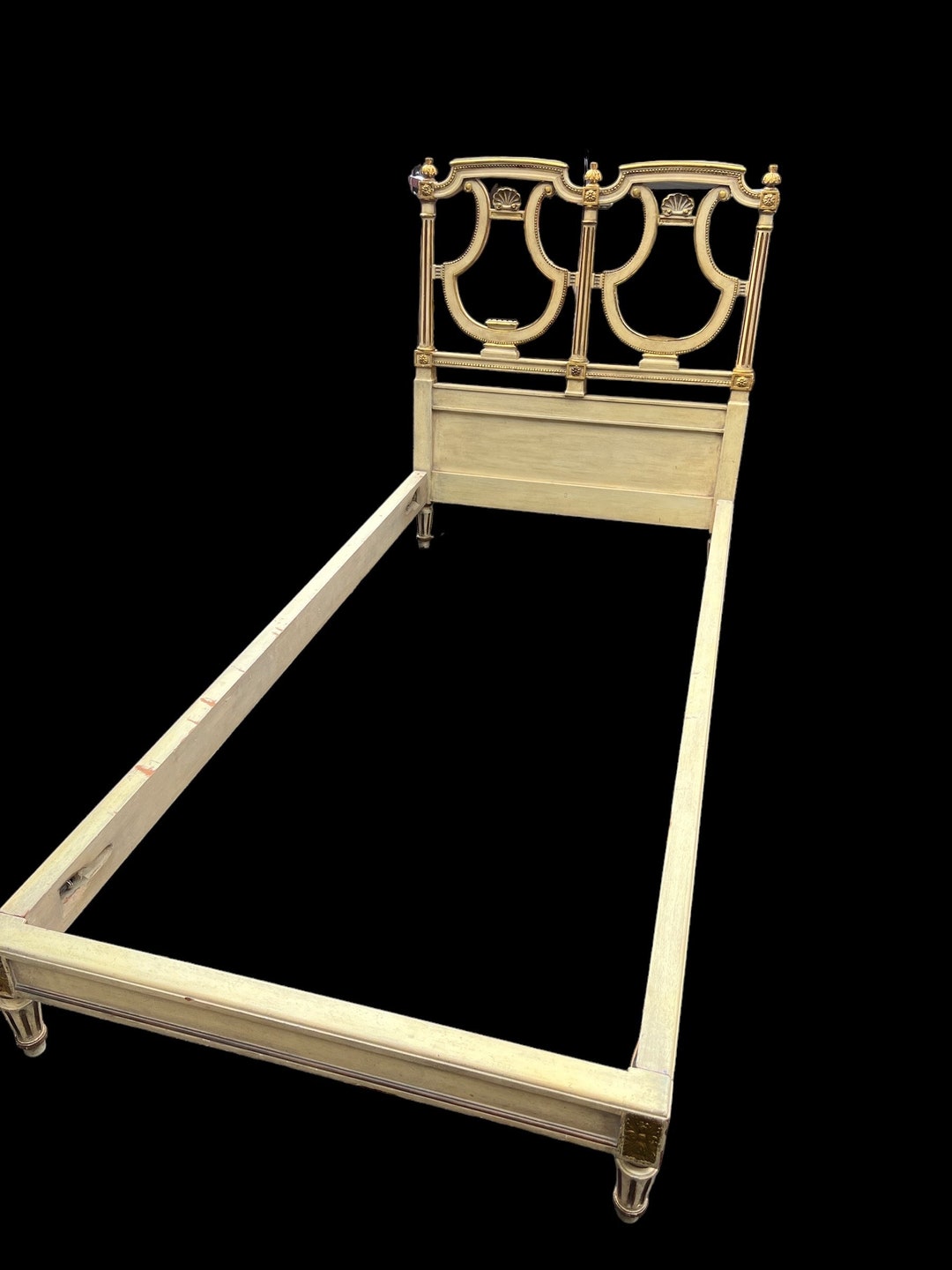 Vintage Lyre Back Bed Frame: Gilded Accents, Headboard, Rails - Etsy