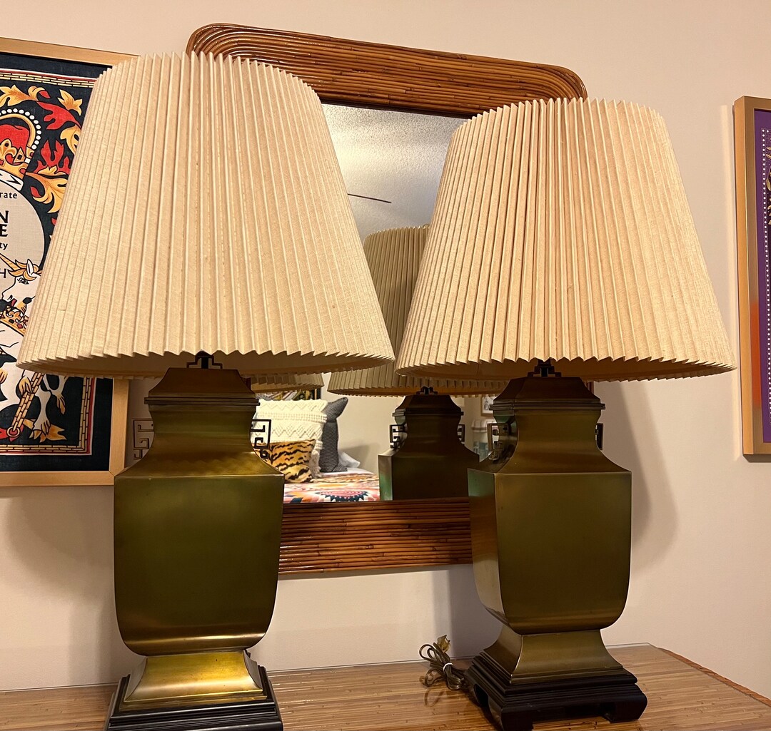 Incredible HUGE Vintage Asian Oriental Brass Chinoiserie Lamps - Etsy
