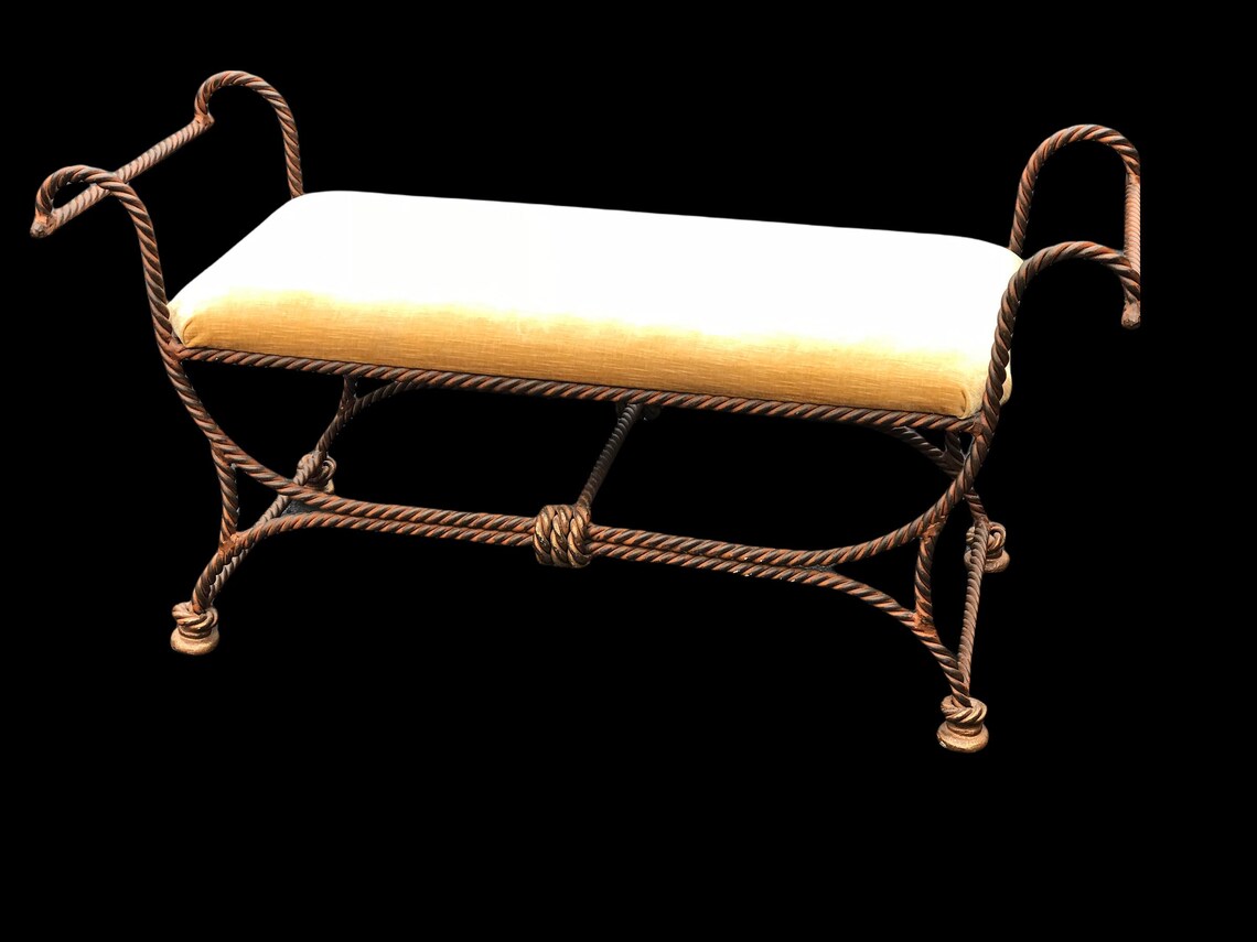 Heavy Wrought Iron Twisted Rope Look Bench - Etsy