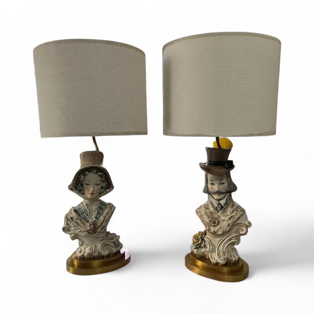 Vintage Victorian Bust Lamps – 33" Tall Pair With New Shades - Etsy