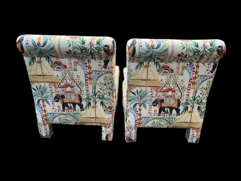 Vintage Century Slipper Chairs: Chinoiserie Elephant Upholstery (pair ...