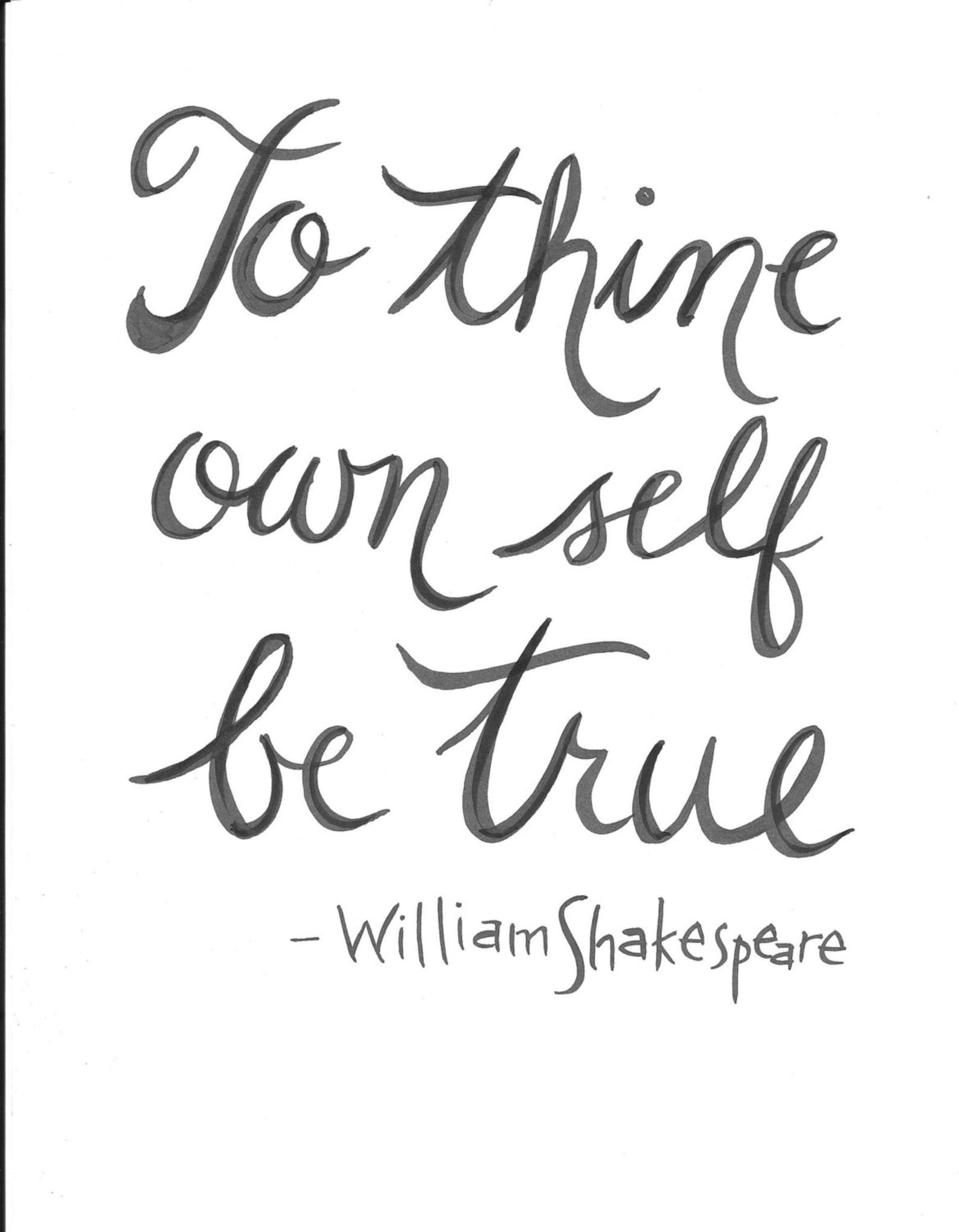 To Thine Own Self Be True william Shakespeare Handlettered - Etsy