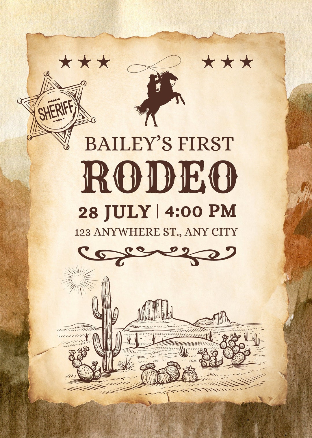Rodeo Birthday Invitation Cowboy Birthday Wild West Rustic Milestone ...