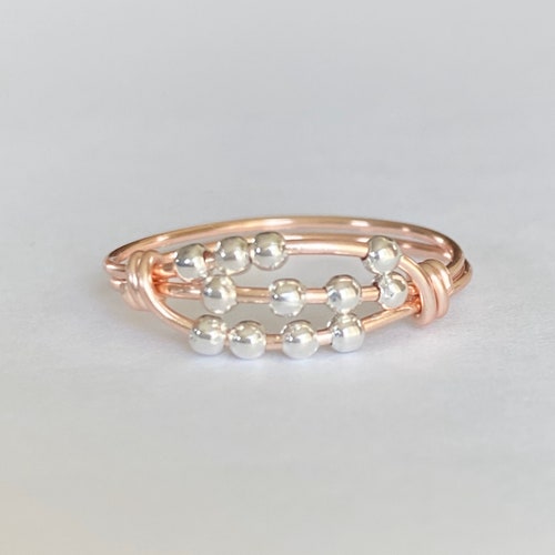 Rose Gold Fidget Ring With Sterling Silver / Rose Gold and - Etsy
