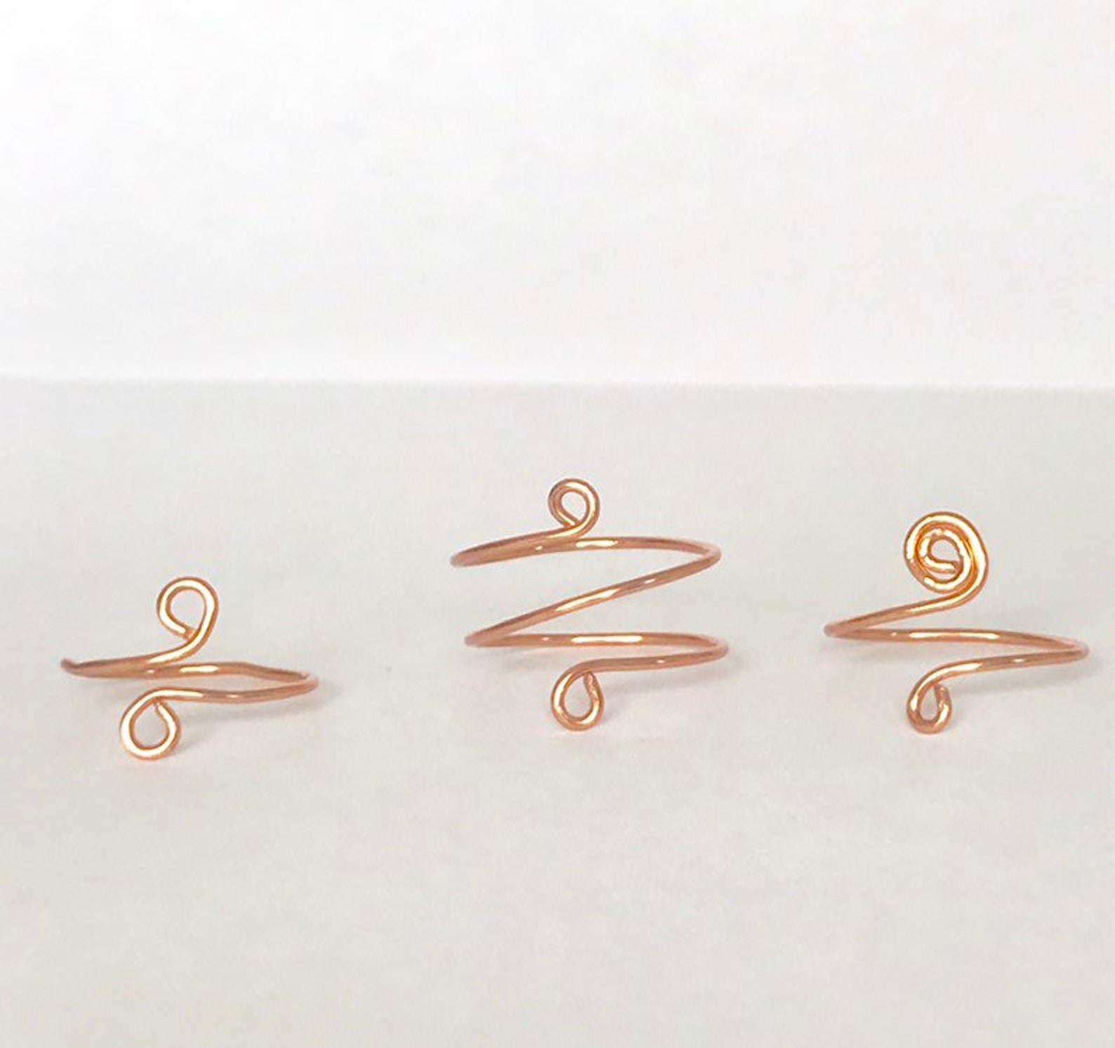 Set of Toe Rings / Spiral Toe Rings / Copper Toe Rings / - Etsy