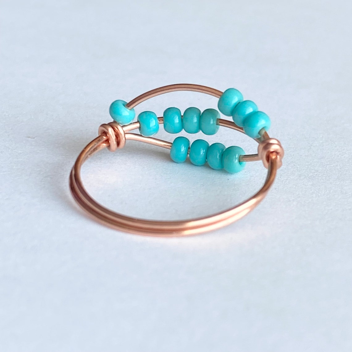 Fidget Spinner Ring Turquoise Blue Beads | Worry Ring | Spinner Ring ...