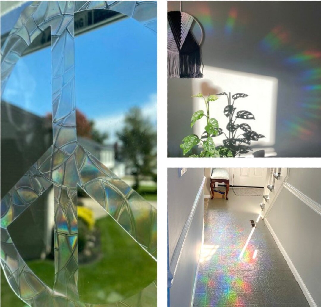 Rainbow Window Cling / Rainbow Casting Window Cling / Peace Sign / Monstera Window Cling - Etsy