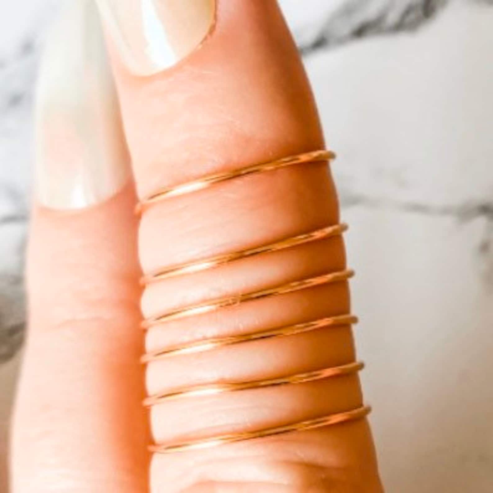 Simple Spiral Midi Rings / Minimalist Coil Ring Gold Band - Etsy