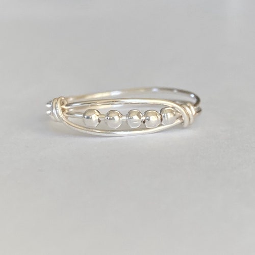 Pure Sterling Silver Fidget Ring Spinner / Meditation Ring / - Etsy