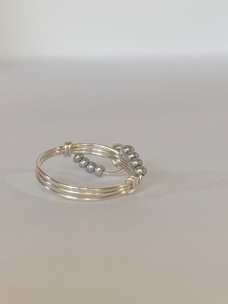 Silver Fidget Ring With Silver Beads / Worry Ring Silver / - Etsy