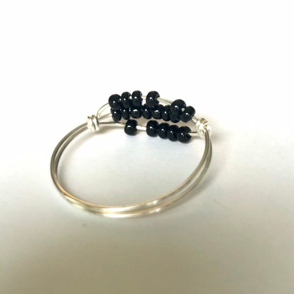 Fidget Ring Black Beads / Spinner Ring / Worry Ring - Etsy