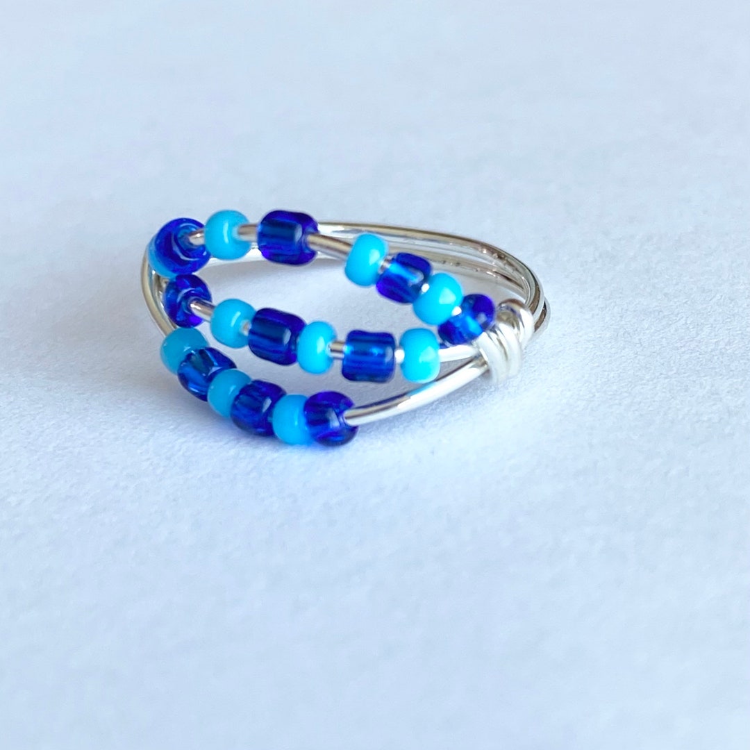 Light Blue and Dark Blue Fidget Ring | Fidget Spinner Ring | Worry Ring ...