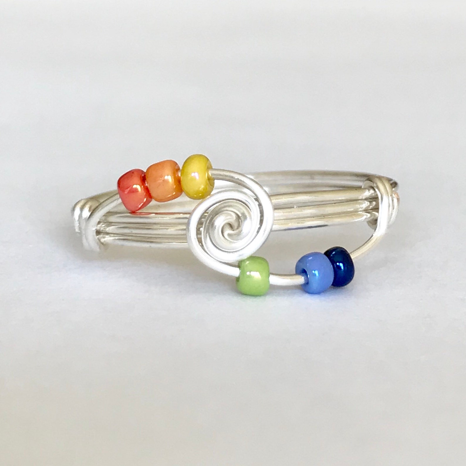 Silver Fidget Ring / Worry Ring / Rainbow Fidget ring / Worry | Etsy