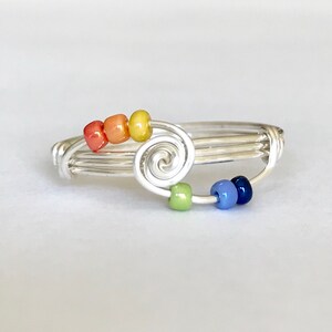 Silver Fidget Ring / Worry Ring / Rainbow Fidget Ring / Worry Ring ...