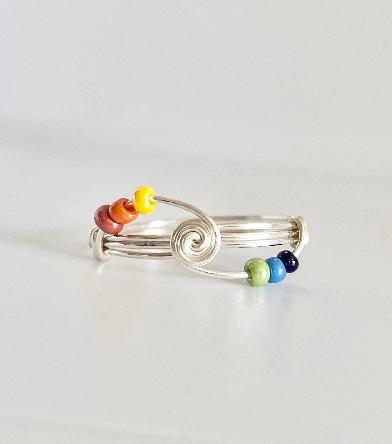 Silver Fidget Ring / Worry Ring / Rainbow Fidget Ring / Worry - Etsy