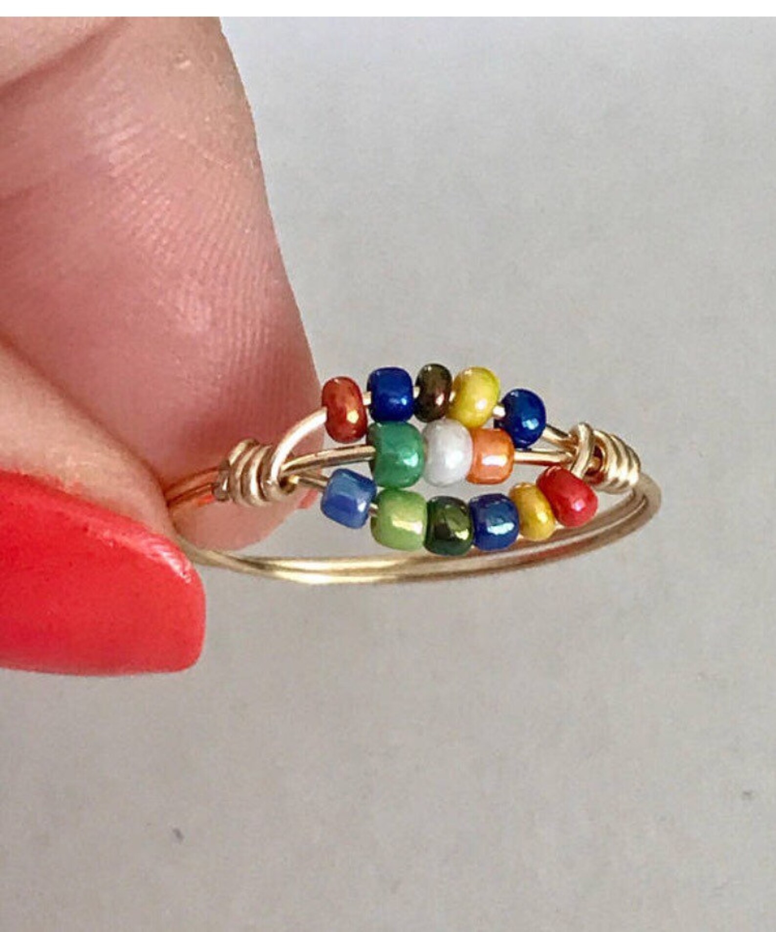 Rainbow Worry Rings /seed Beads/anxiety Ring/custom/gold or - Etsy Ireland