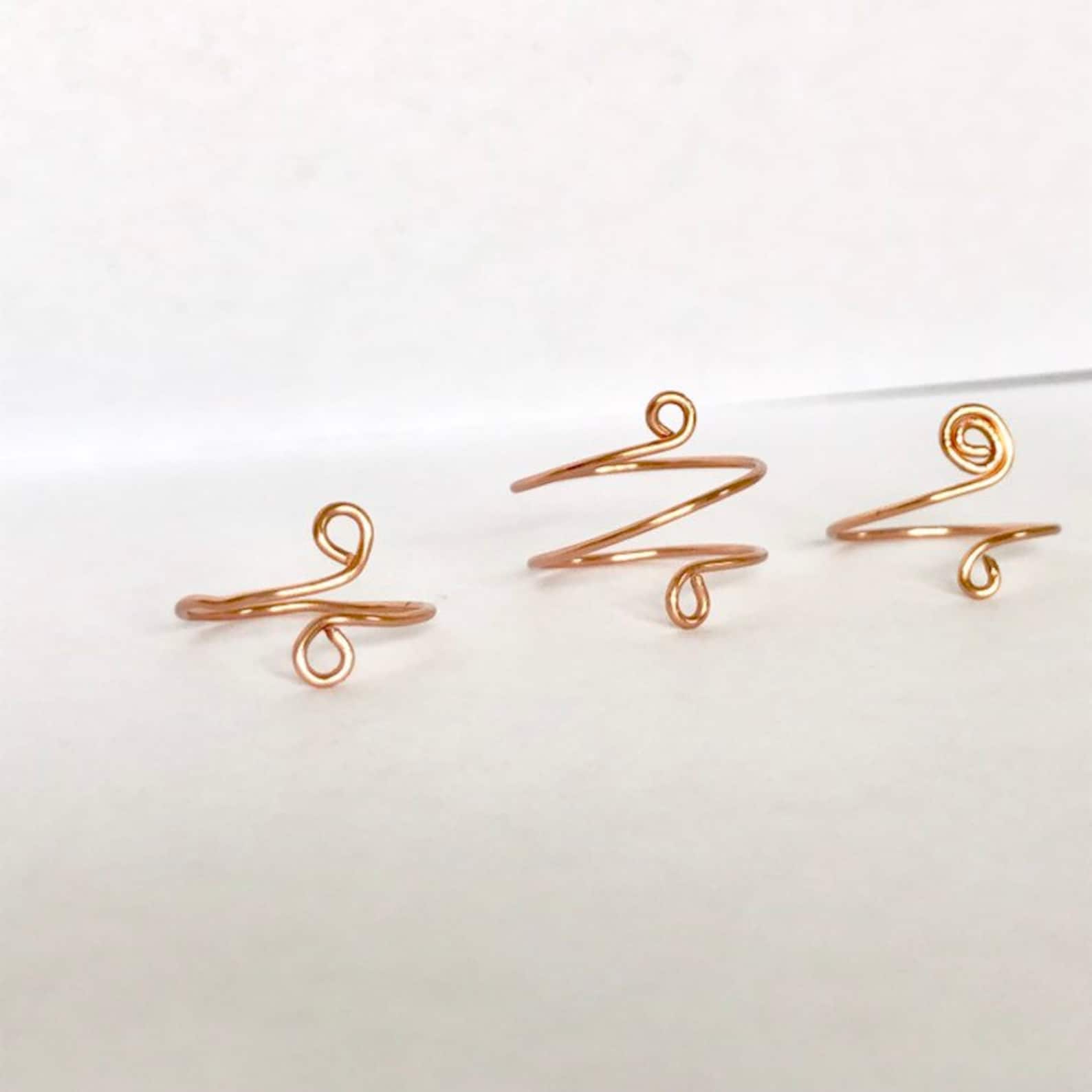 Set of Toe Rings / Spiral Toe Rings / Copper Toe Rings / - Etsy