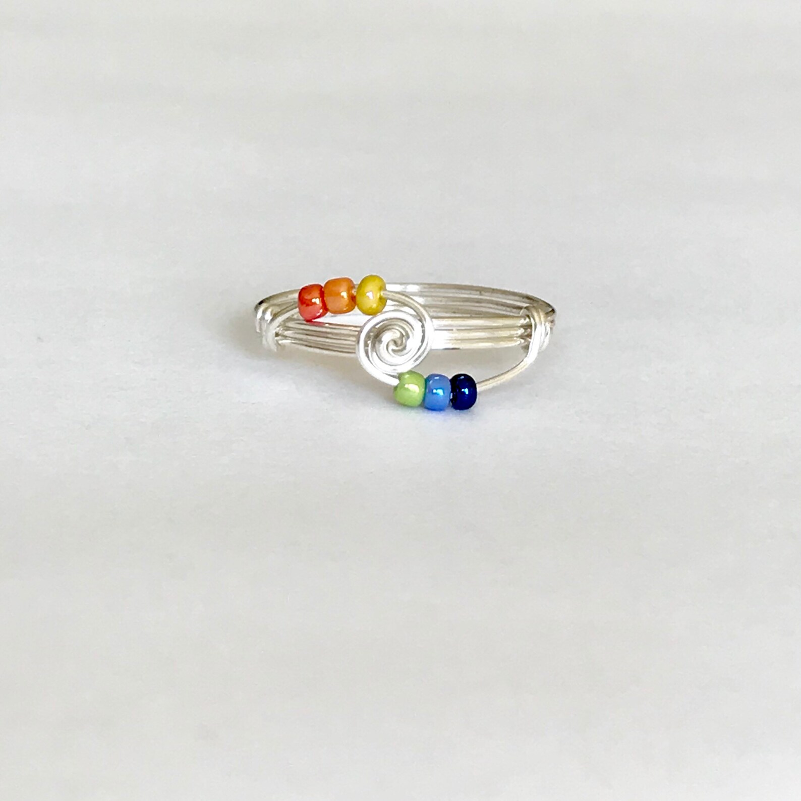 Silver Fidget Ring / Worry Ring / Rainbow Fidget ring / Worry | Etsy