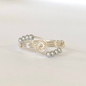 Silver Fidget Ring With Silver Beads / Worry Ring Silver / Fidget ...