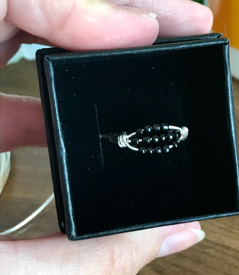 Fidget Ring Black Beads / Spinner Ring / Worry Ring - Etsy