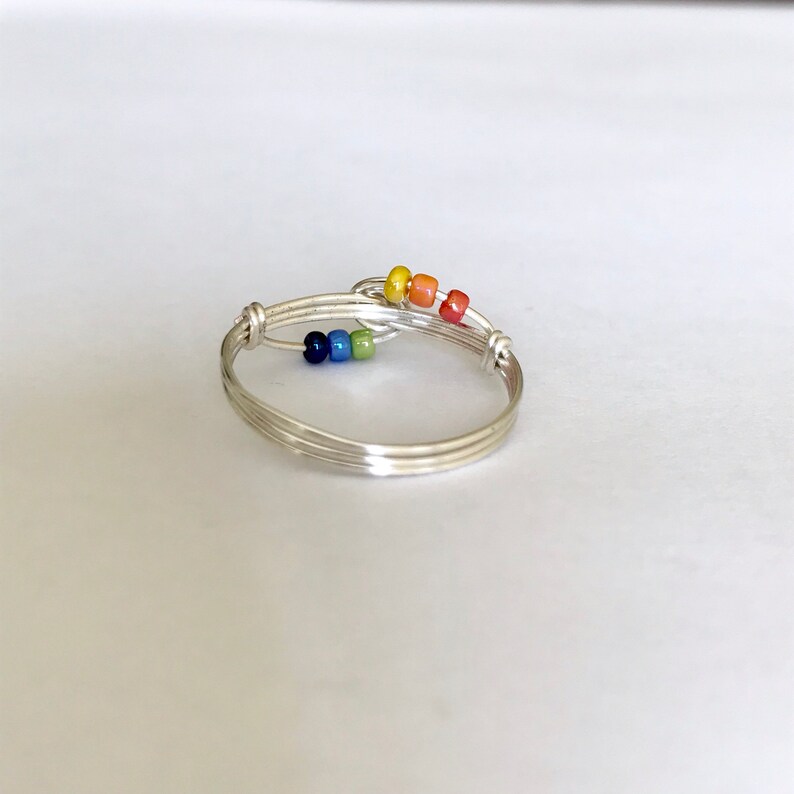 Silver Fidget Ring / Worry Ring / Rainbow Fidget ring / Worry | Etsy