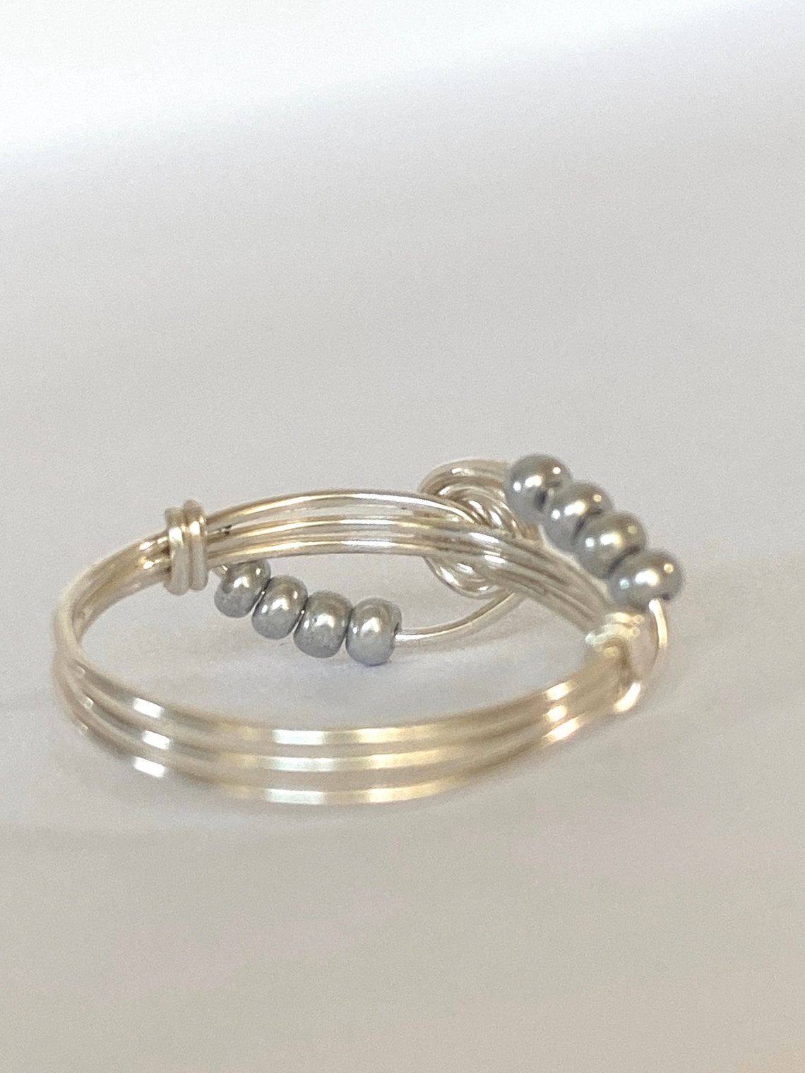 Silver Fidget Ring With Silver Beads / Worry Ring Silver / - Etsy
